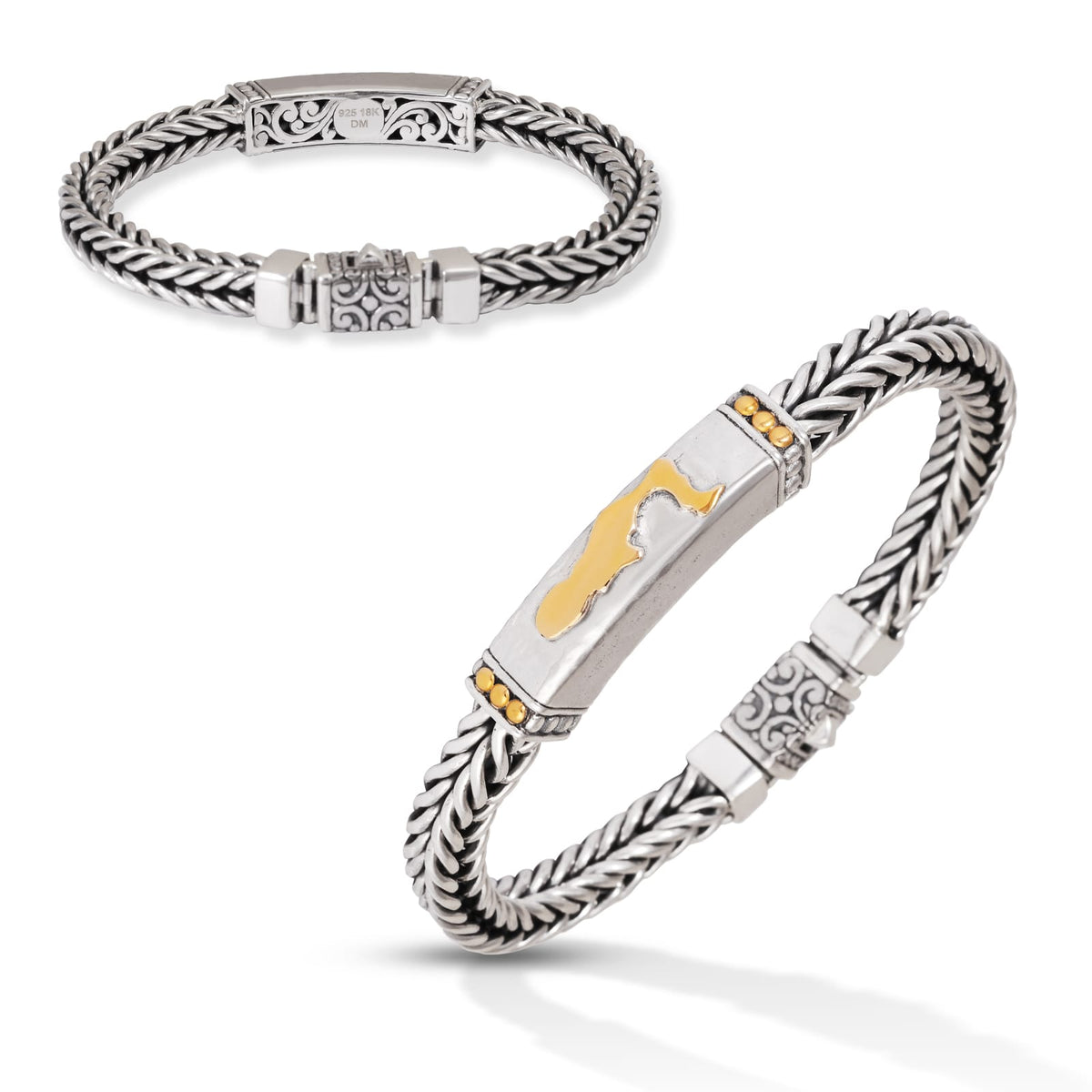 Cayman Map Bracelet Handcrafted in 18k Gold and Sterling Silver ...