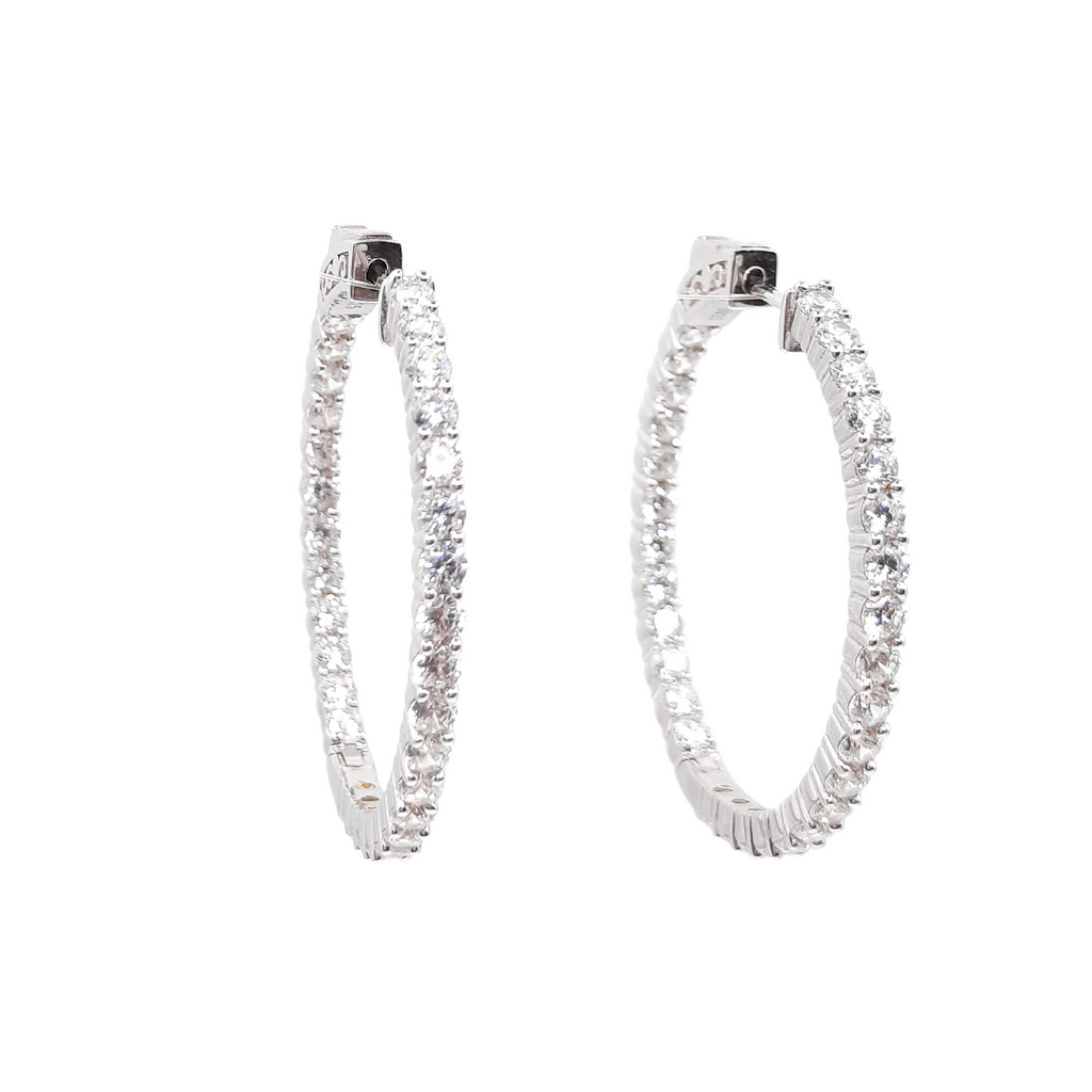 Dangling Round Diamond Hoops set in 14k Gold(2.80ct TW)-1.5” — Diamond ...