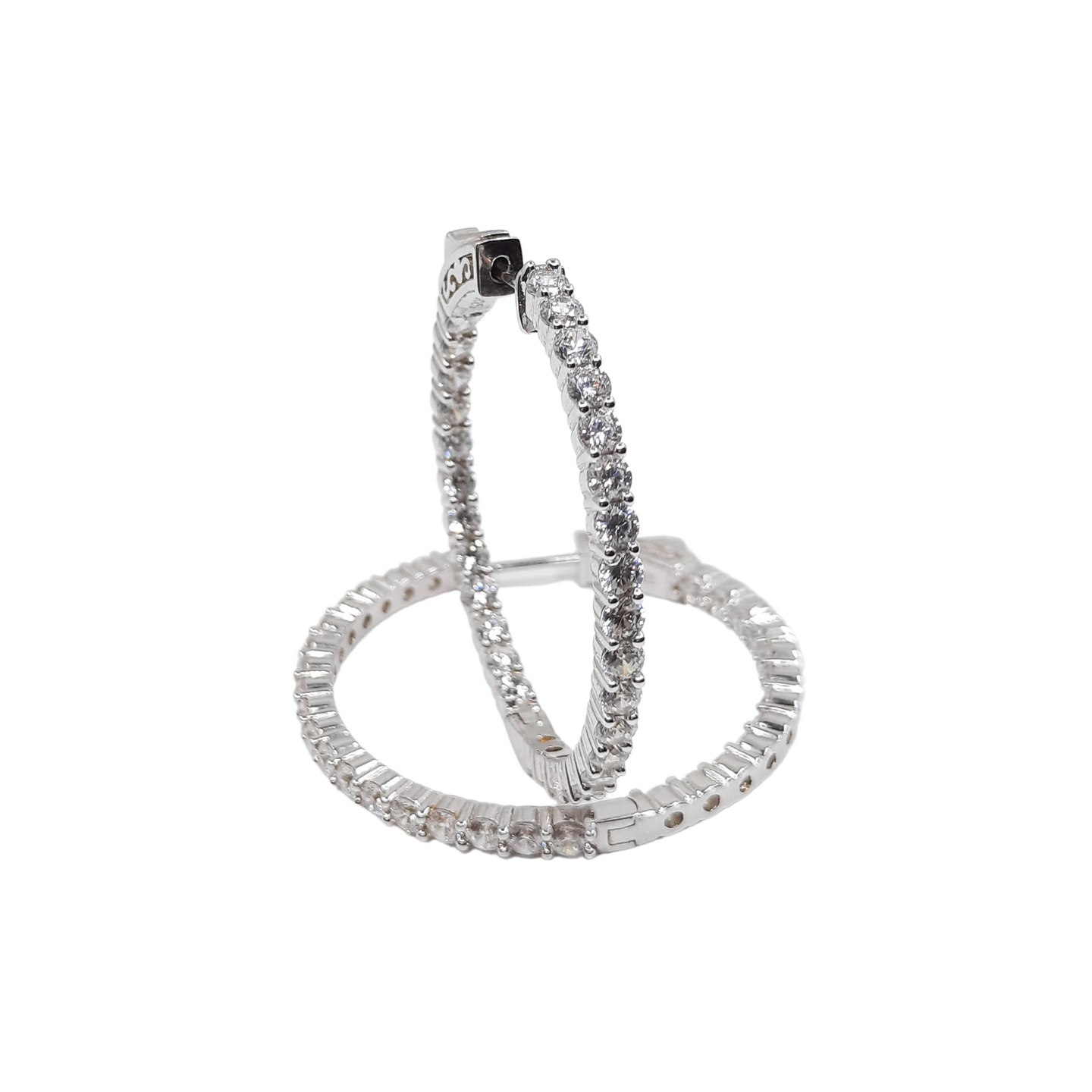 Dangling Round Diamond Hoops set in 14k Gold(2.80ct TW)-1.5” — Diamond ...