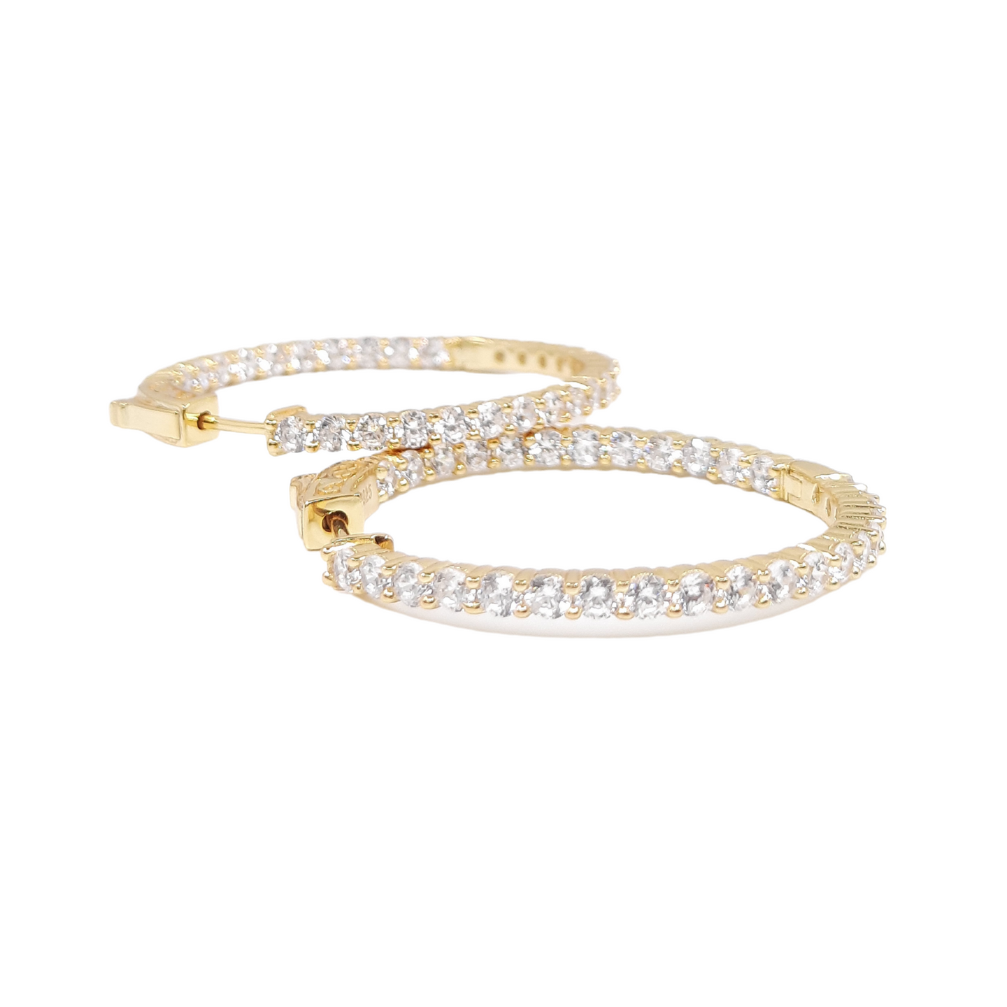 Dangling Round Diamond Hoops set in 14k Gold(2.80ct TW)-1.5” — Diamond ...